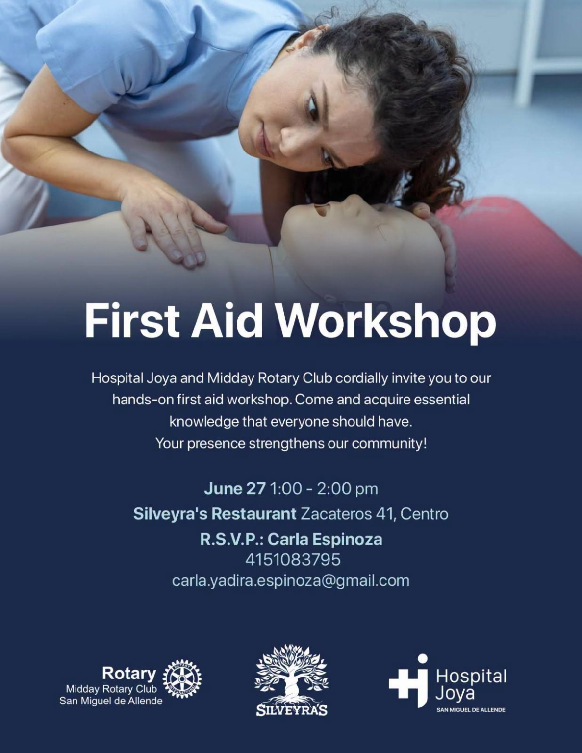 Community First Aid Workshop [] Silveryra’s Restaurant - Discover San ...